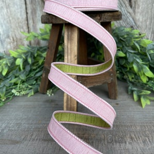 3/4" Rose Pink Spring Greenery Ribbon,farrisilk Ribbon, Light Pink ...