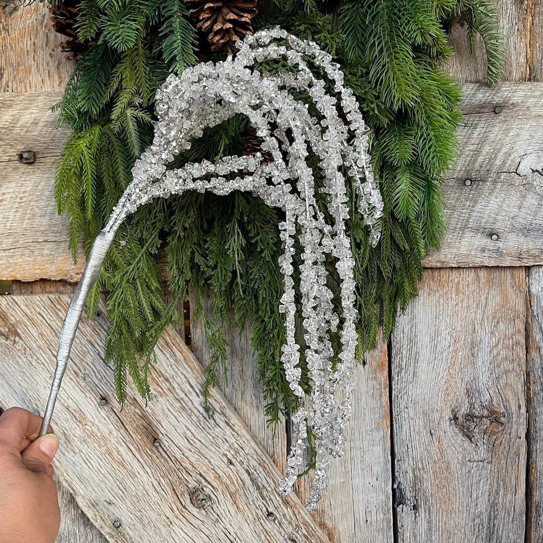 35" White Hanging Spray, Christmas Tree Topper Spray, Ice Hanging Spray ...