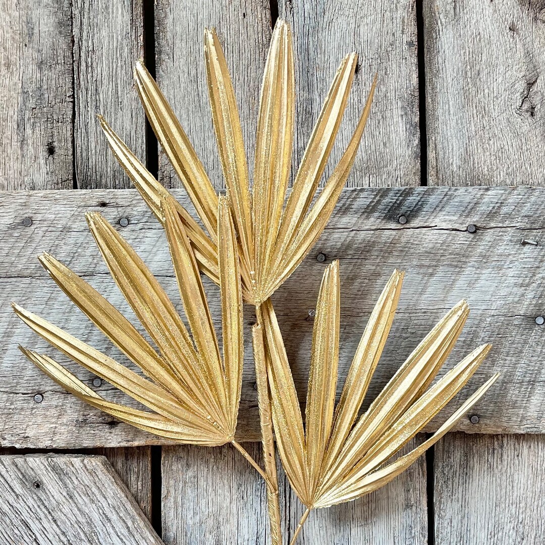Champagne Gold Fan Palm Spray, Gold Palm Spray, Gold Spray, Gold Finger ...