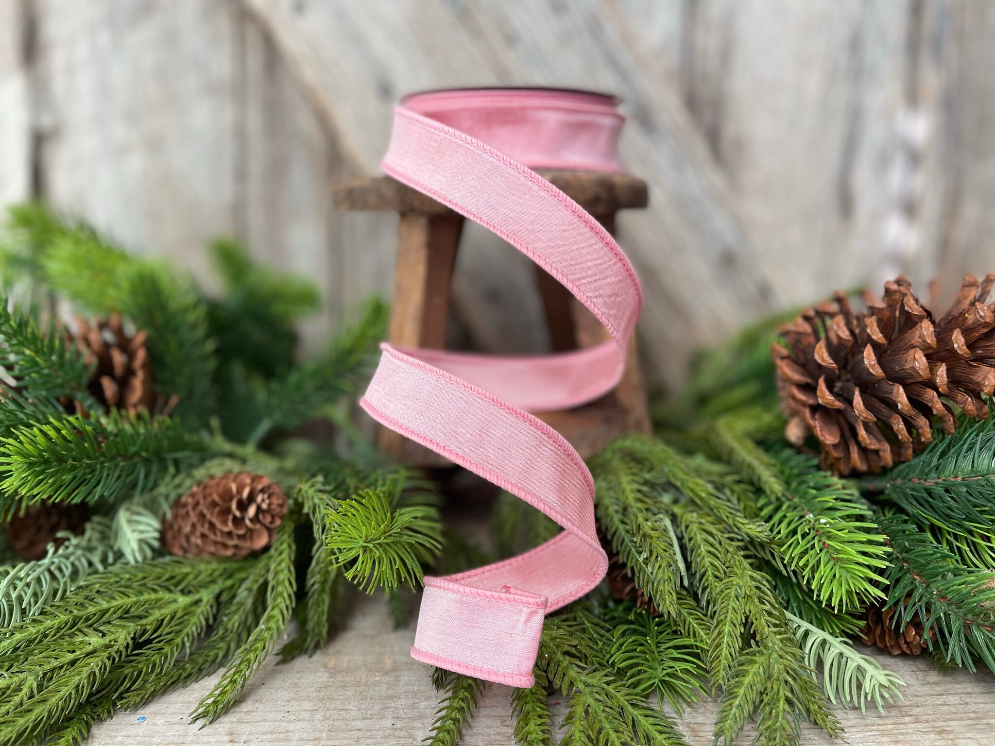 1 Baby Pink Pink Taffeta Ribbon, Farrisilk Ribbon, 1 inch ribbon, Wired ...