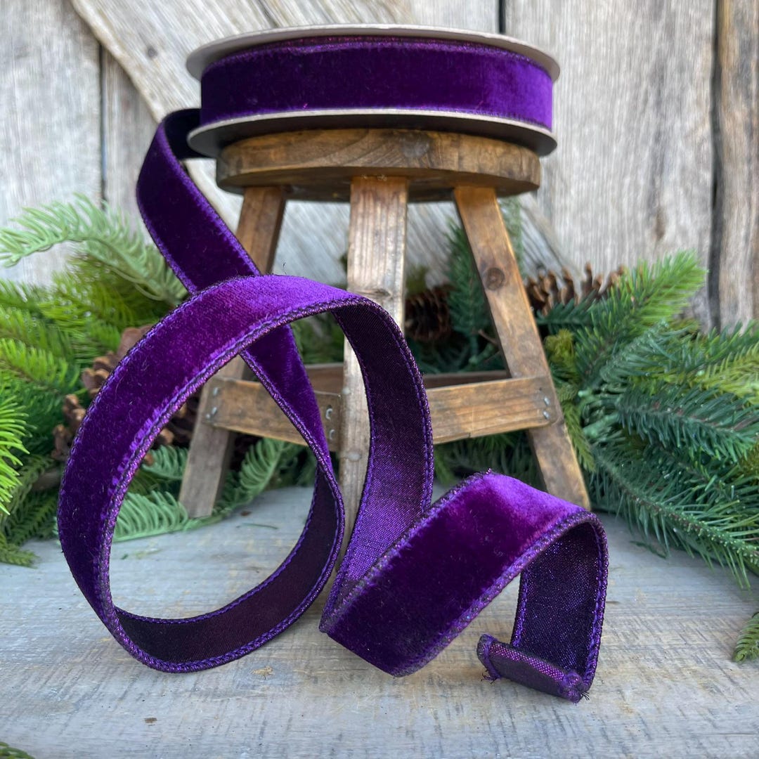 1" Purple Velvet Luster Ribbon, Farrisilk Ribbon, Halloween Velvet ...