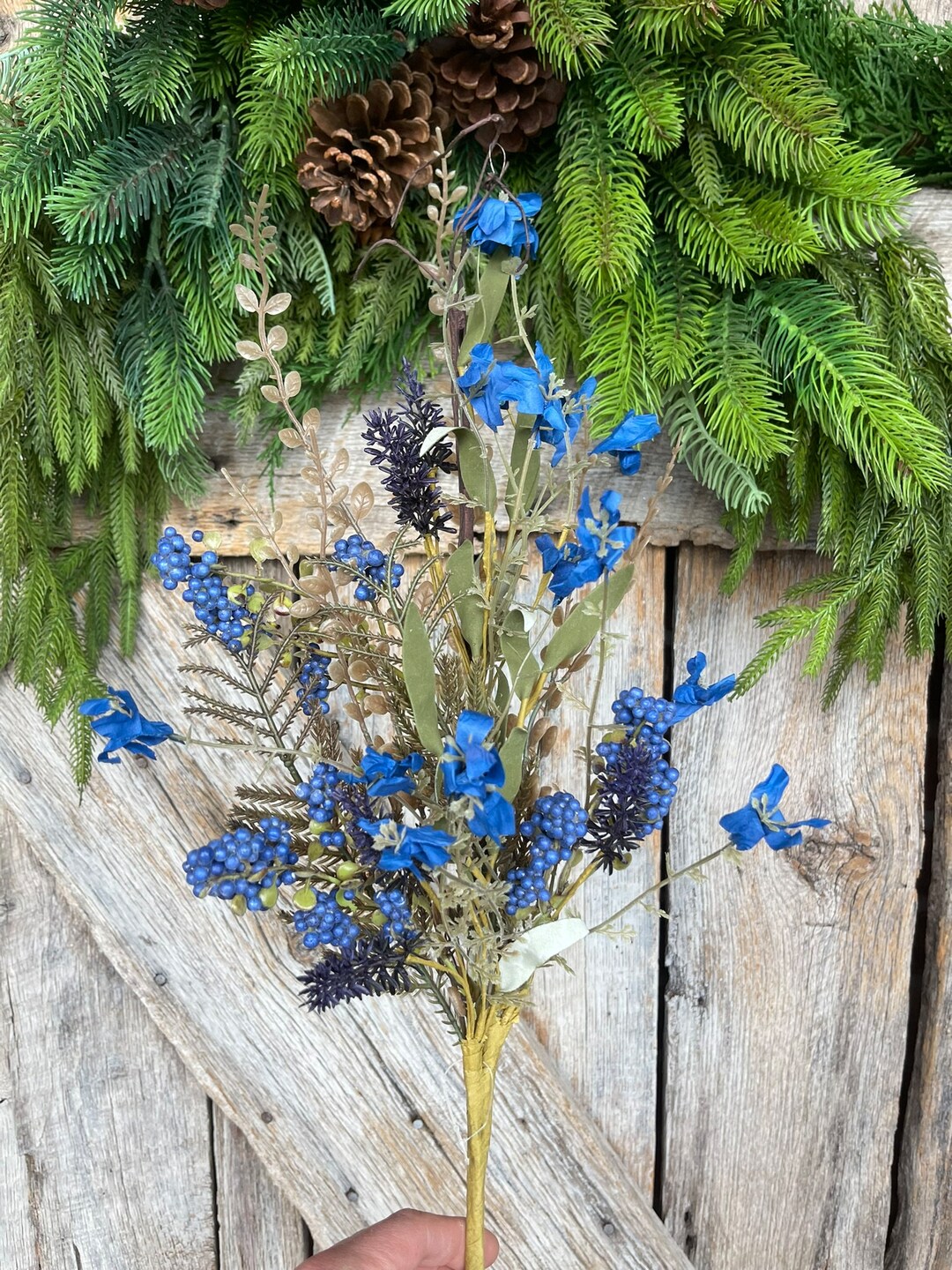 24" Blue Fall Filler Bush, 60919, Fall 60919, Royal Blush Greenery Bush ...