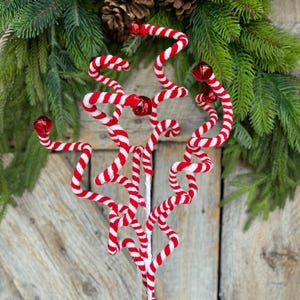 26 Peppermint Curly Spray, Red White Curly Spray, Christmas Curly Spray ...