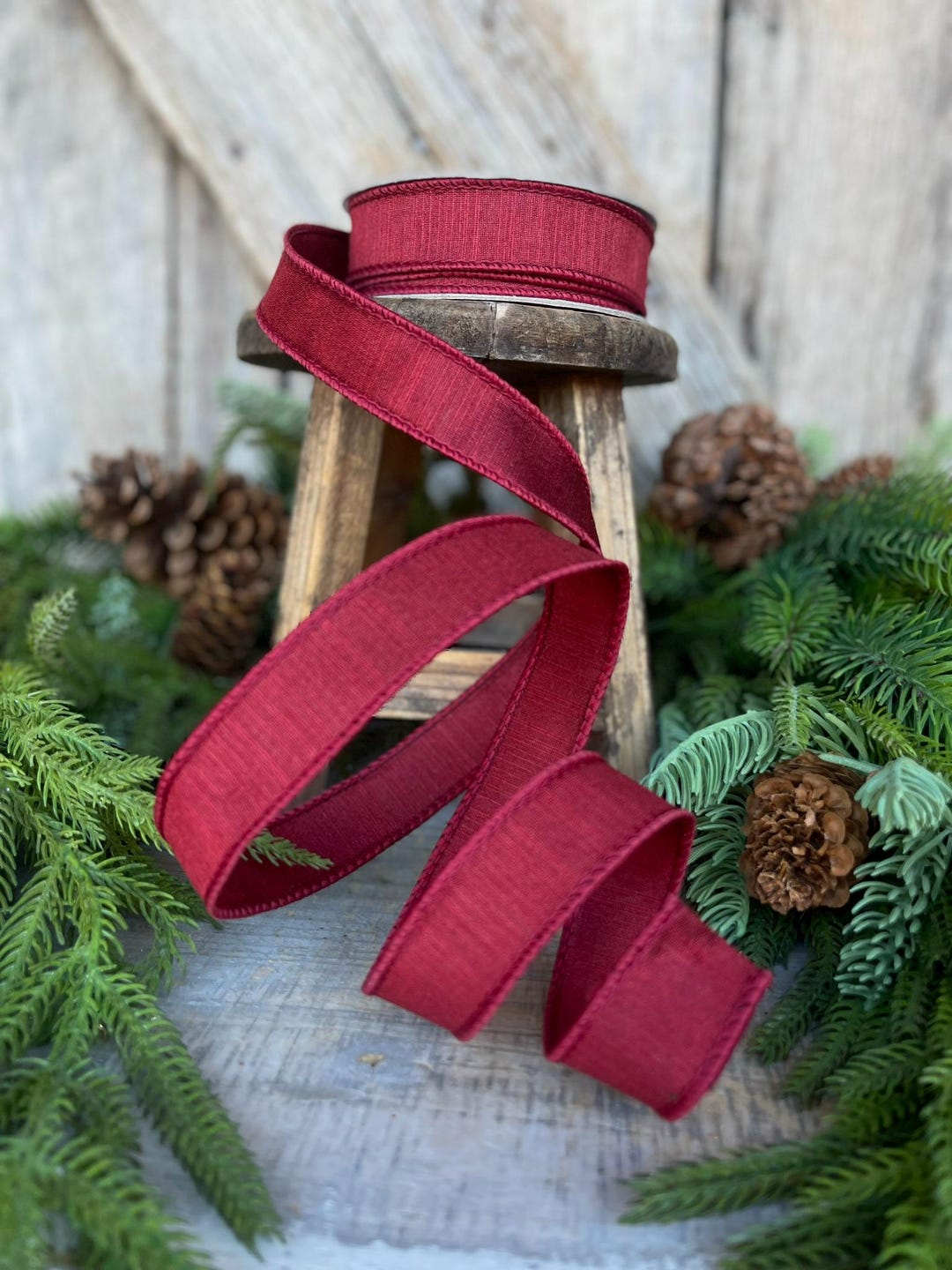 1" Burgundy Ribbon, Farrisilk Ribbon, Ruby Shabby Silk Ribbon ...