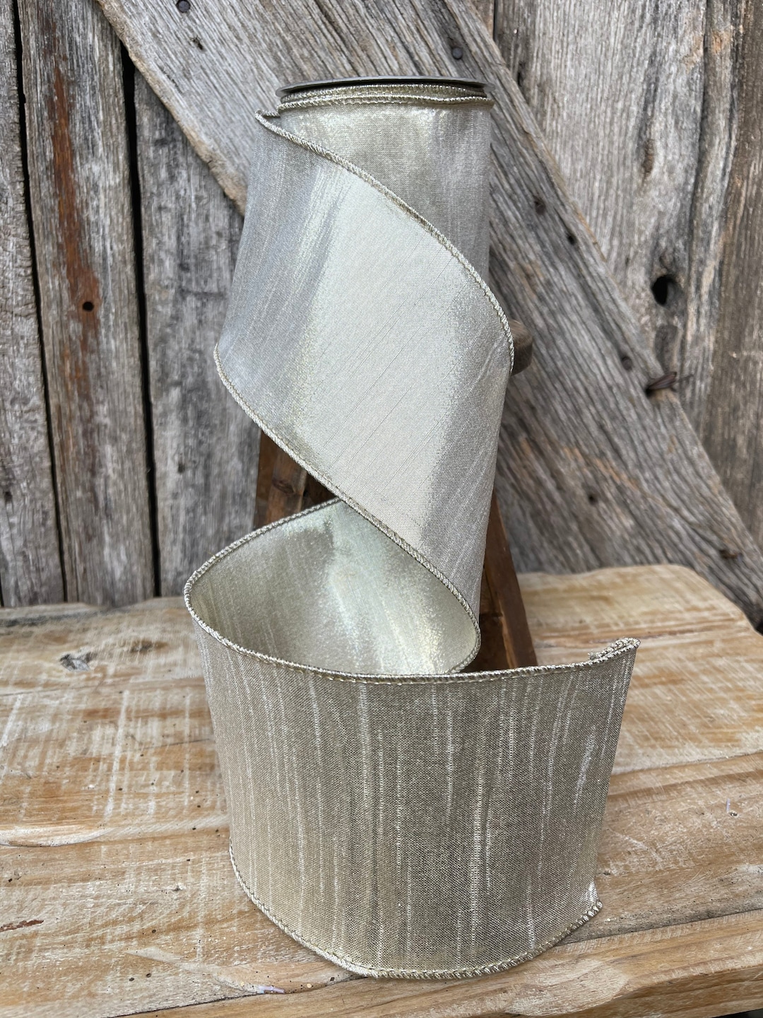 Champagne Gold Ribbon, Platinum Gold Metallic Ribbon, Christmas Tree ...