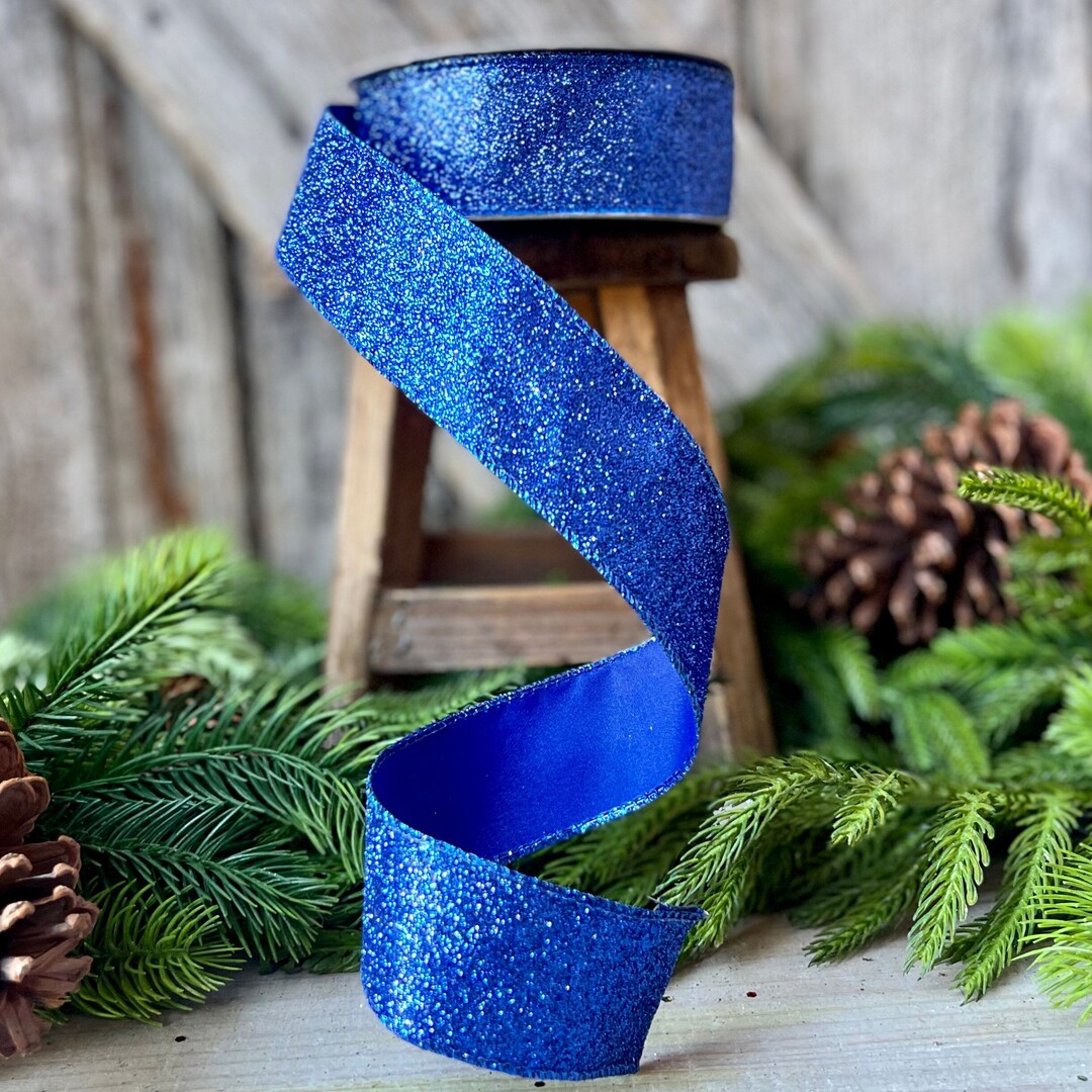 1.5" Royal Blue Diamond Dust Ribbon, Blue, Farrisilk Ribbon, Glitter ...