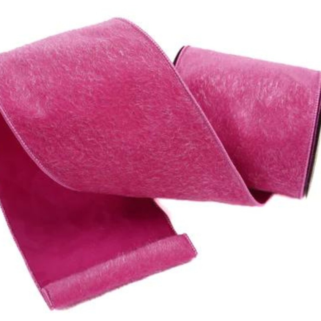 4" Hot Pink Fleece Ribbon, Wired Fleece Ribbon, Farrisilk Ribbon, Pink ...