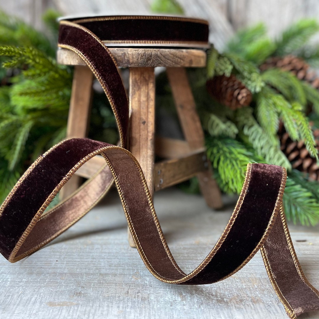 1”chocolate Velvet Ribbon, Farrisilk Ribbon, Designer Ribbon, 1 Inch ...