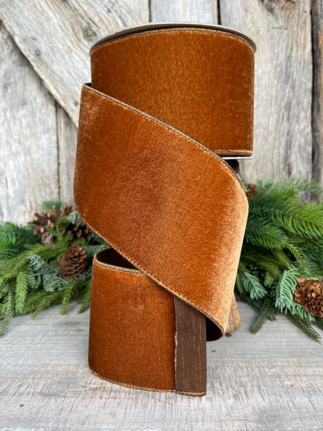 4” Pecan Brown Velvet Ribbon, Farrisilk Ribbon, Velvet Ribbon ...