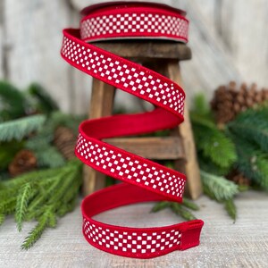 1" Red Mini Checkered Ribbon, Farrisilk Ribbon, Check Ribbon, Narrow ...
