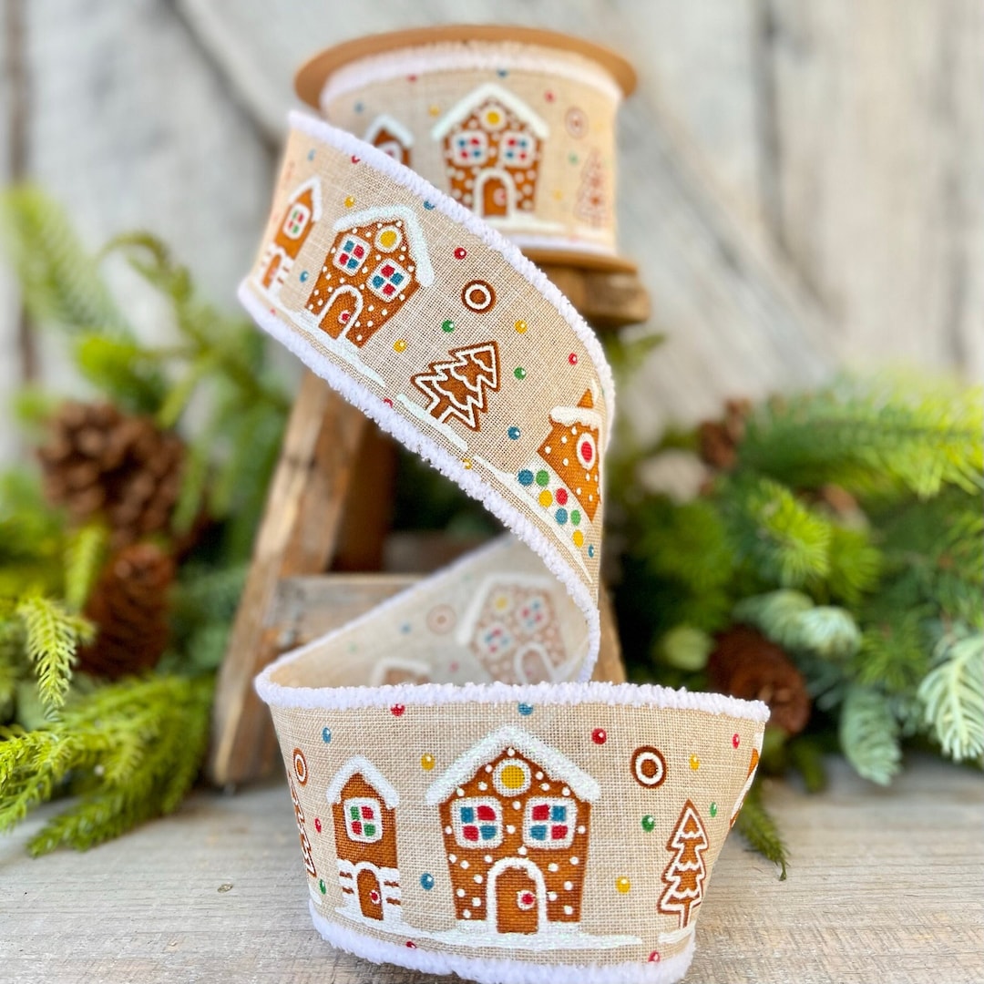 2.5" Gingerbread Ribbon, Christmas Ribbon, Gingerbread Christmas Ribbon ...