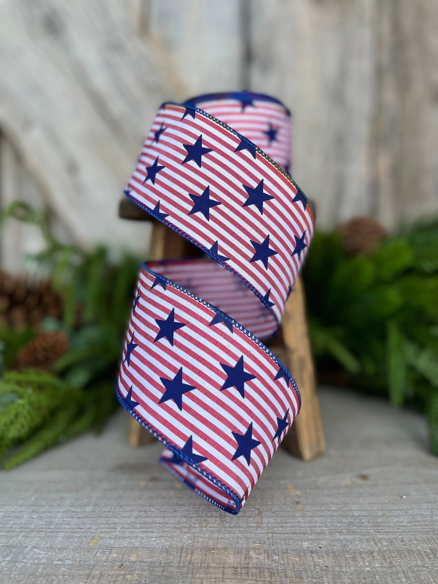 2.5 Stars and Stripes Patriotic Ribbon, Patriotic Wired Ribbon ...