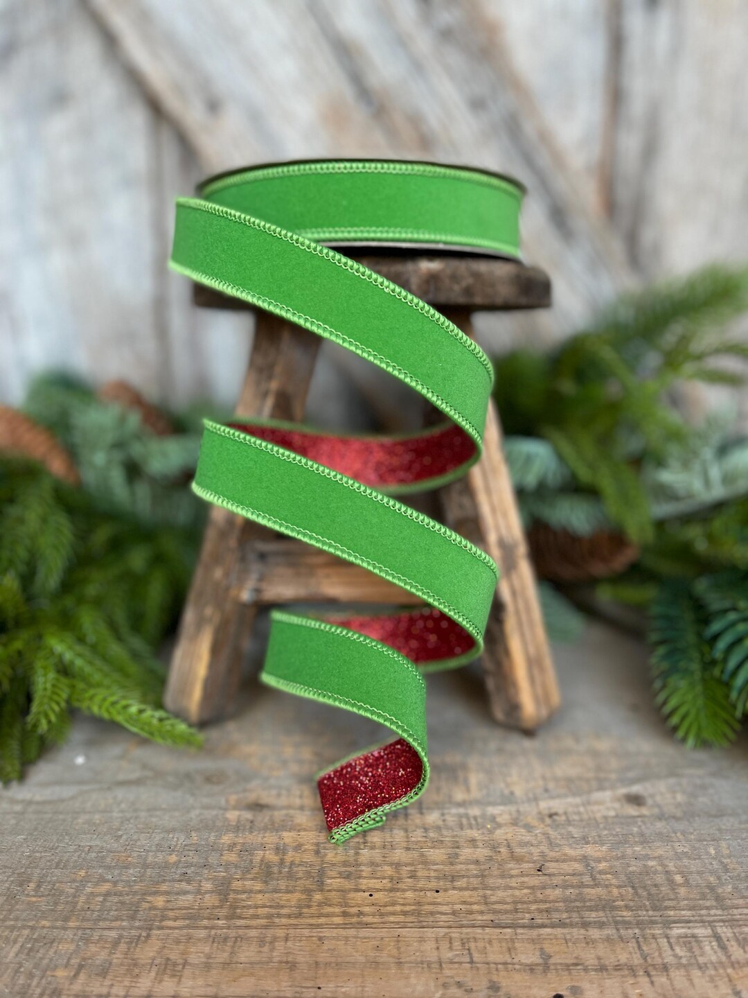 1" Lime Green & Red Ribbon, Farrisilk Ribbon, Green Red Fusion Ribbon ...