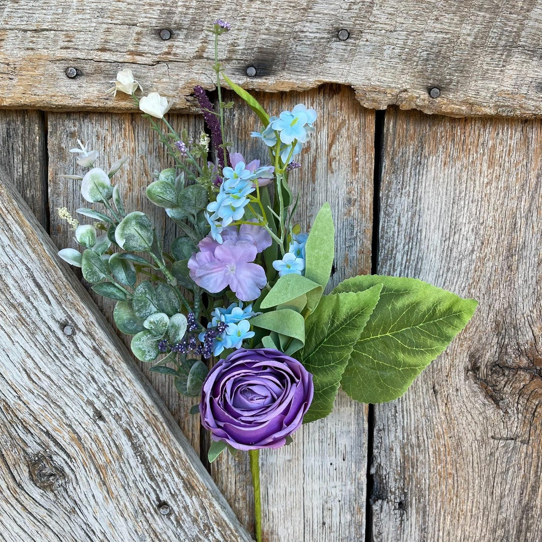 16' Lavender Blue Rose Floral Pick, Artificial Florals, Spring Floral ...