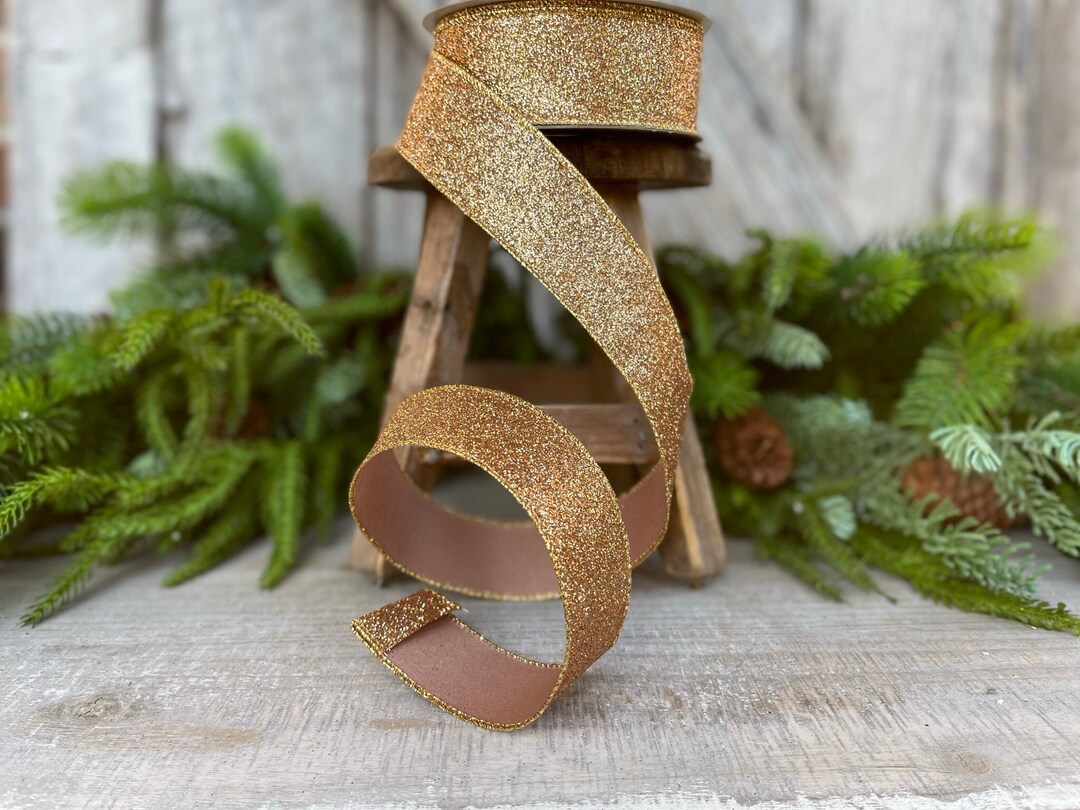 1.5 Light Gold Diamond Dust Ribbon, Gold Ribbon, Farrisilk Ribbon ...