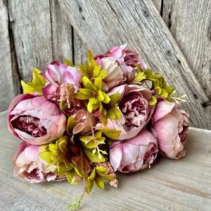 Mauve Blush Peony, Fall Floral Bush, Artificial Floral Bush, Mauve ...