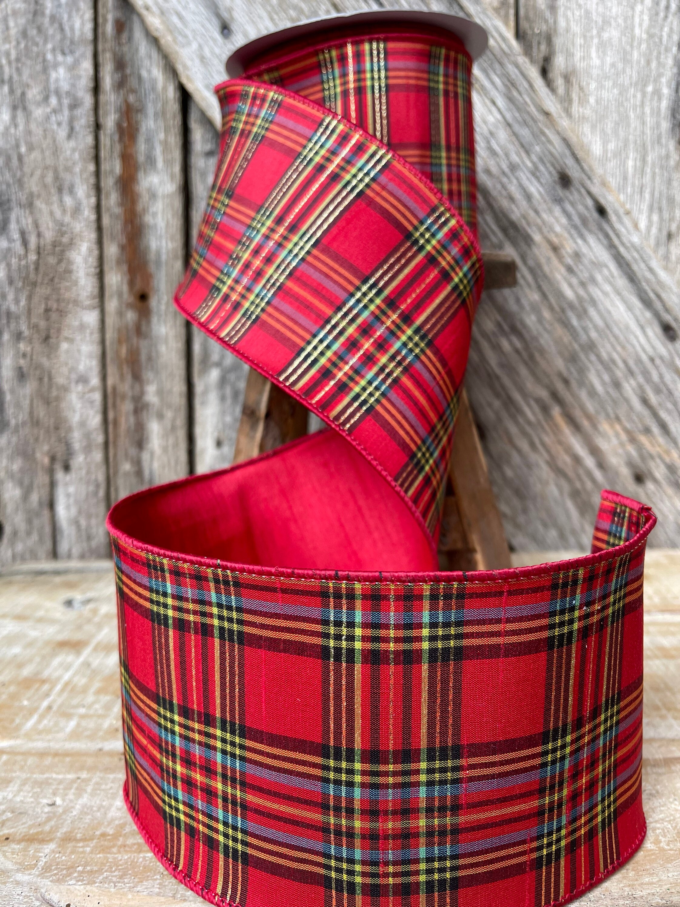 10 yards, Christmas Ribbon, 4 inch Wired Ribbon, christmas Wired Ribbon ...