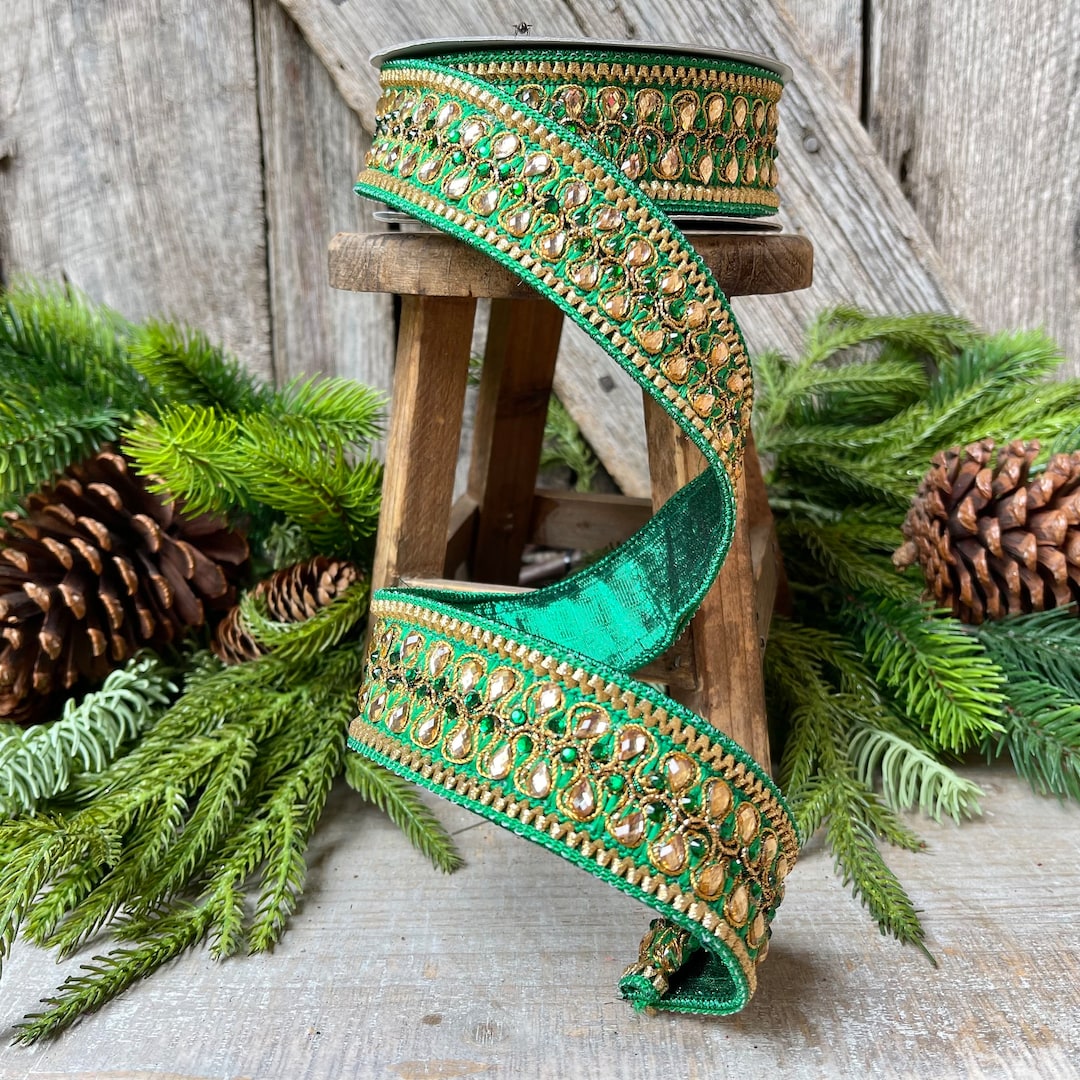 1.5 Emerald Green King Edward Ribbon, Farrisilk Ribbon, Christmas ...