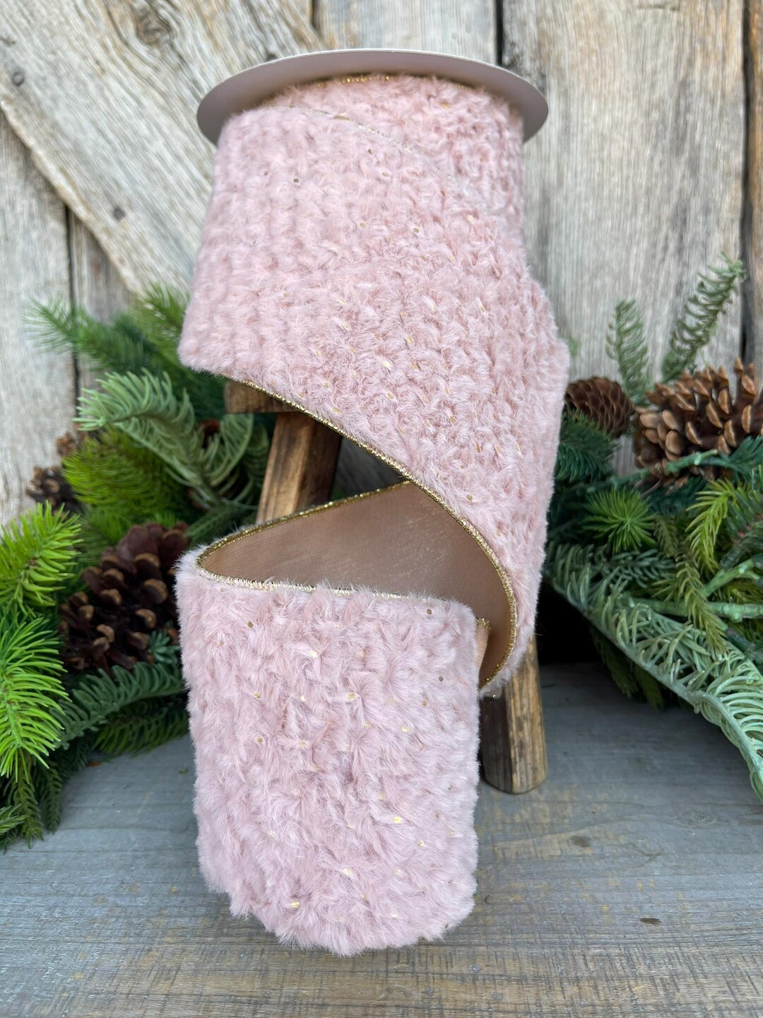 4” Pink Fur Wired Ribbon, Farrisilk Ribbon, Pink Ribbon, Pink Furry ...