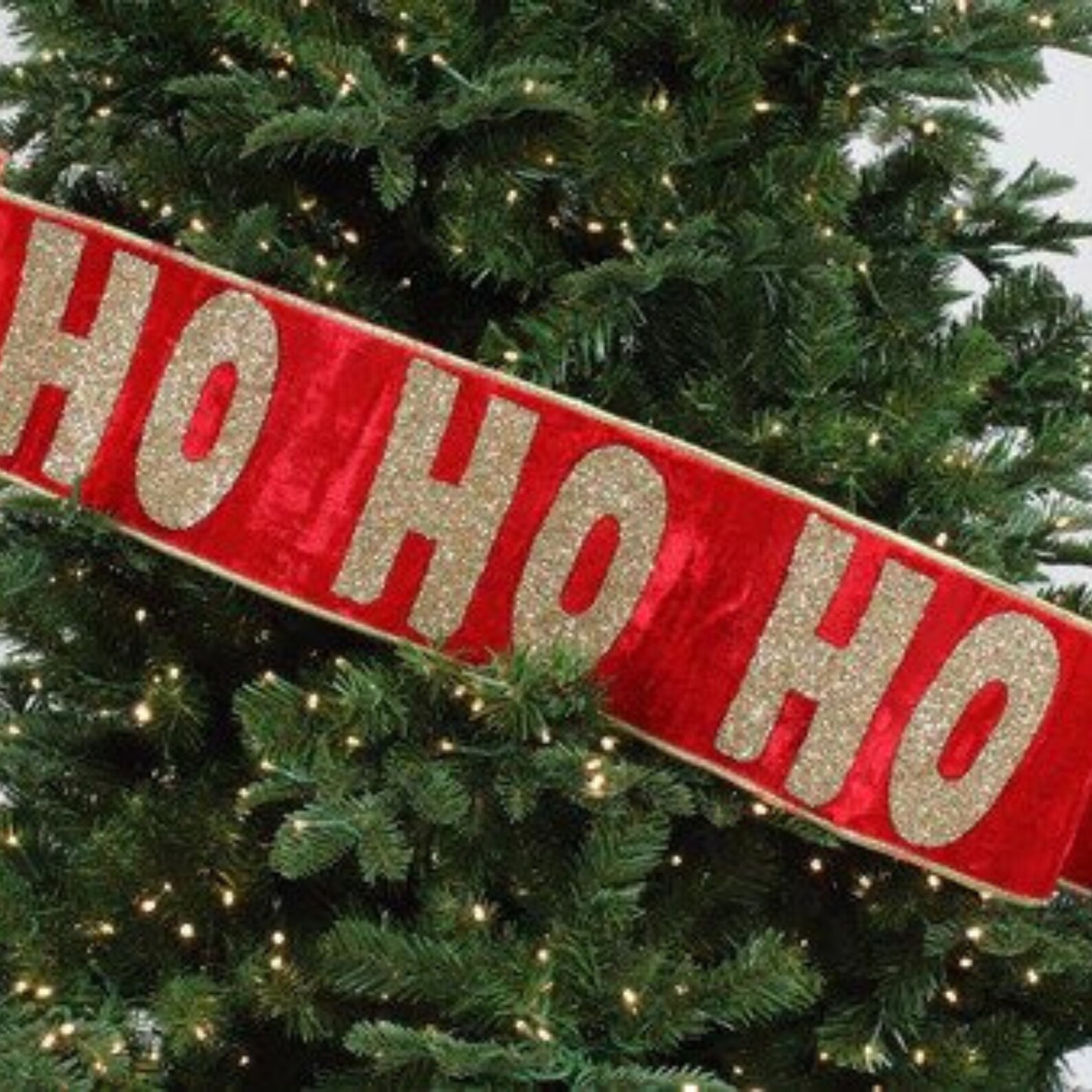 Ho Ho Ho Banner, Christmas Tree Banner, Red Velvet Banner for Tree, Red ...