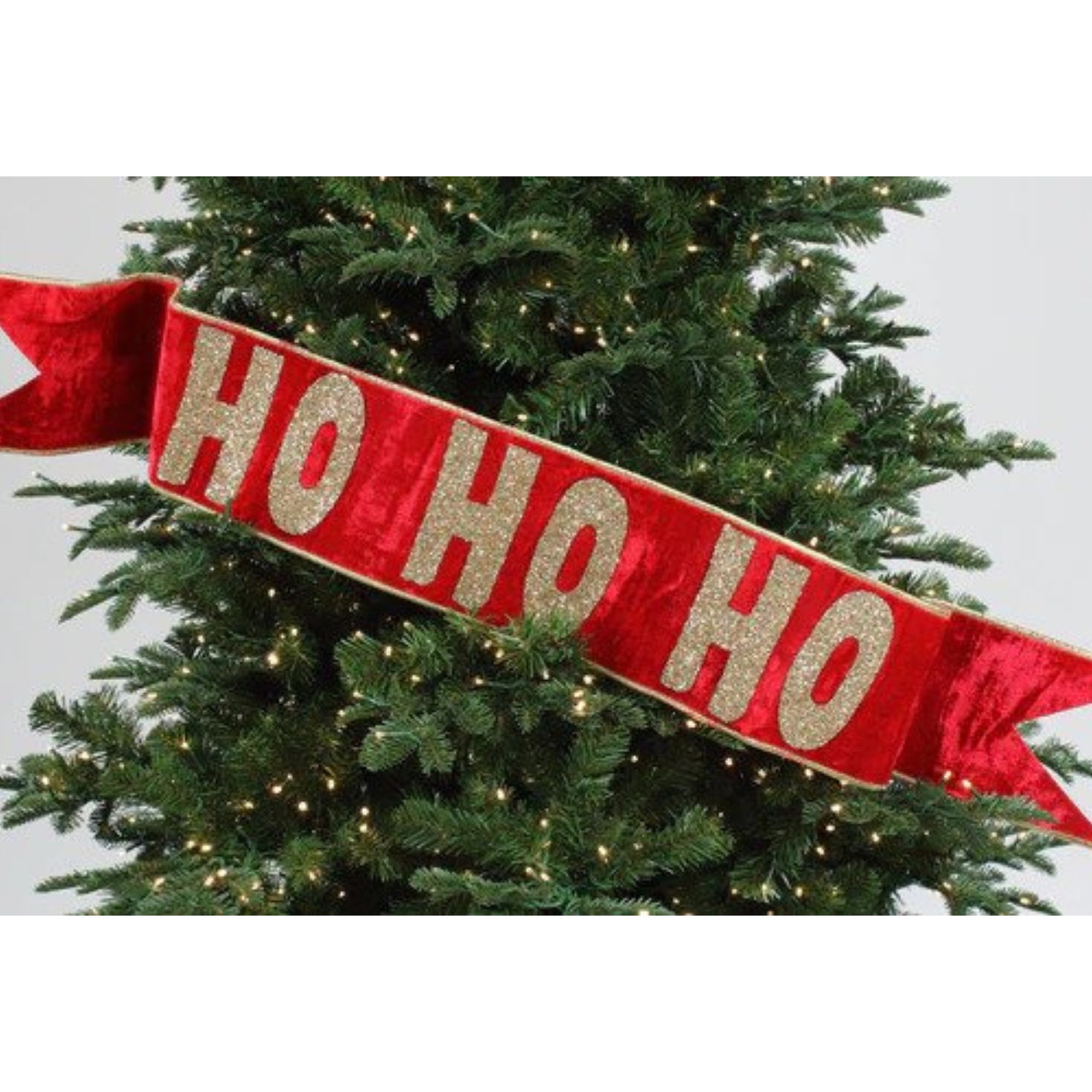 Ho Ho Ho Banner, Christmas Tree Banner, Red Velvet Banner for Tree, Red ...