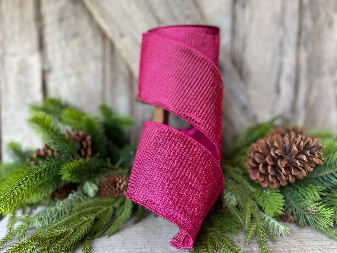 4 Hot Pink Pleated Metallic Ribbon Fuchsia Ribbbon - Etsy