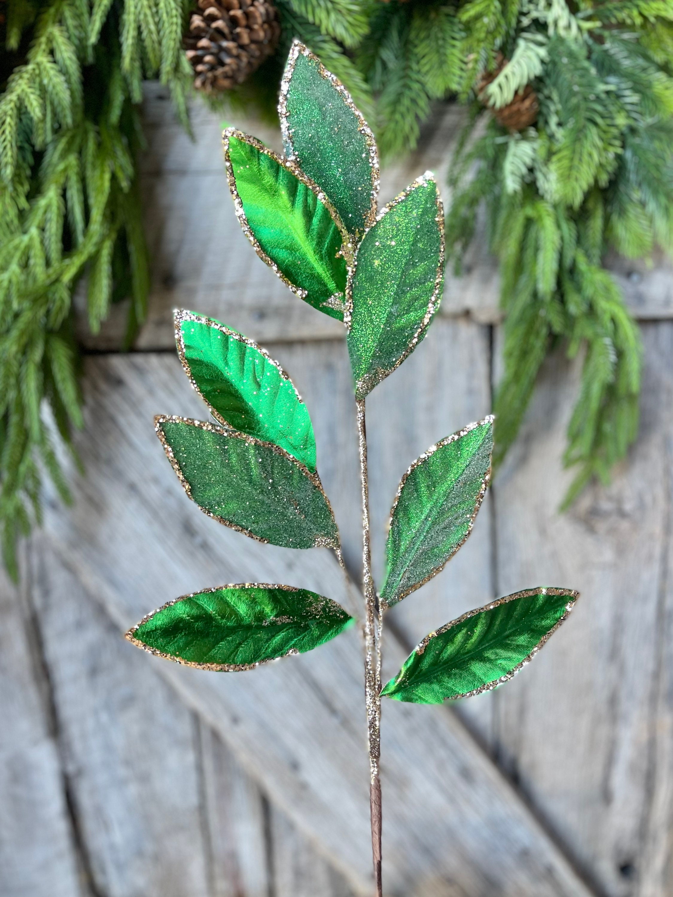 Green Christmas Spray, Christmas Leaves Spray, Christmas Floral Stem ...