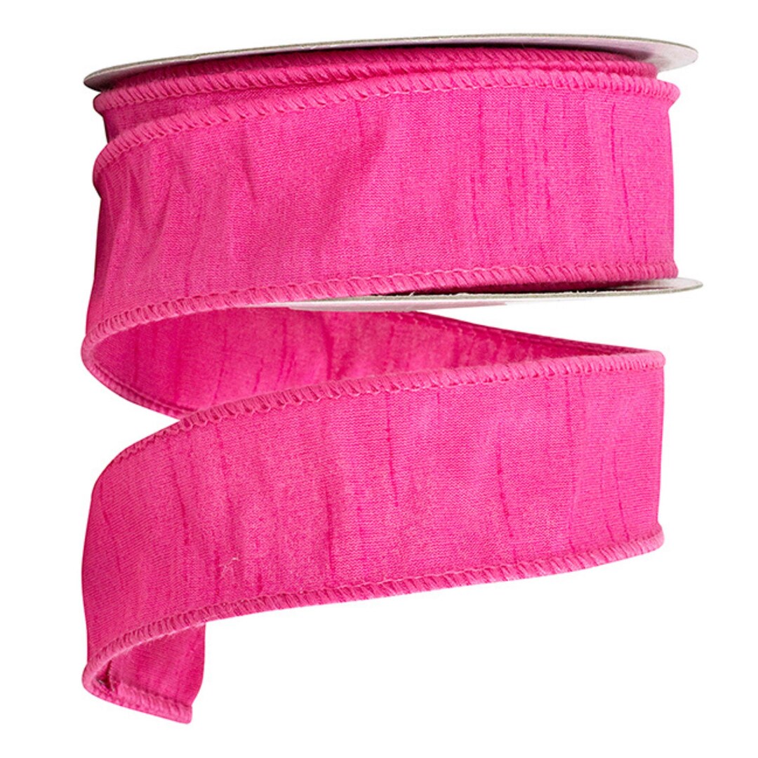 1.5" Hot Pink Dupion Ribbon, Pink Wired Ribbon, Spring Ribbon, Pink ...