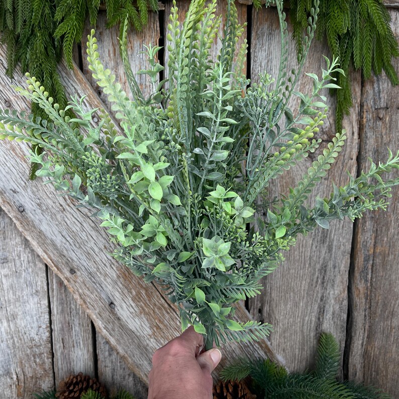 23” Mixed Greenery Bush, Artificial Greenery Bush, Faux Mixed Foliage ...