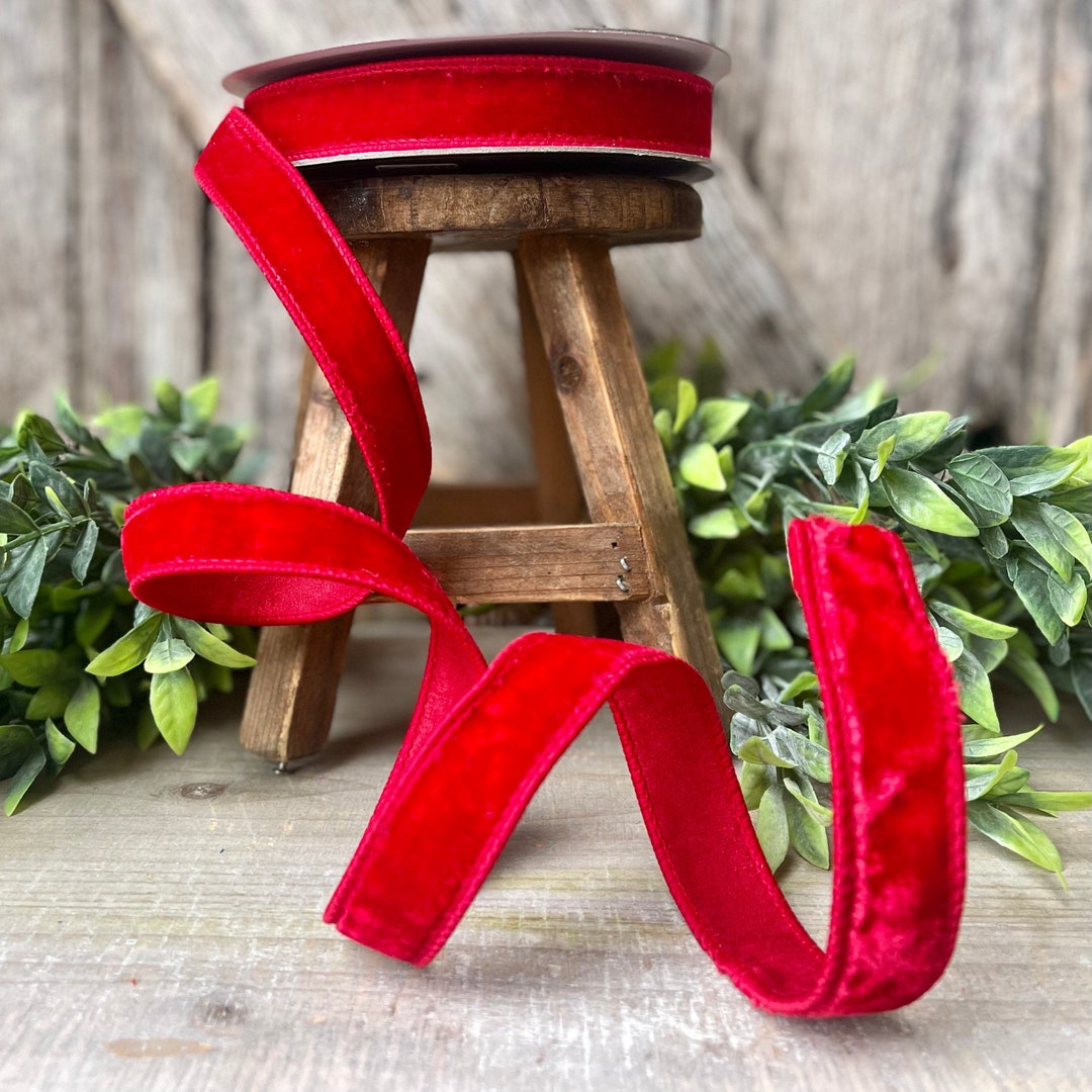1 Red Velvet Wired Ribbon Farrisilk Ribbon Velvet - Etsy