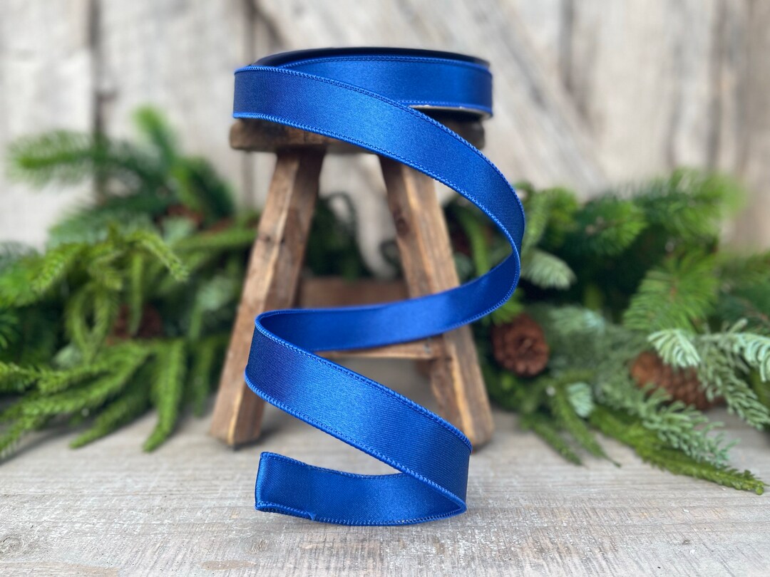 1" Royal Blue Satin Ribbon, Farrisilk Ribbon, Wired Ribbon, Christmas ...