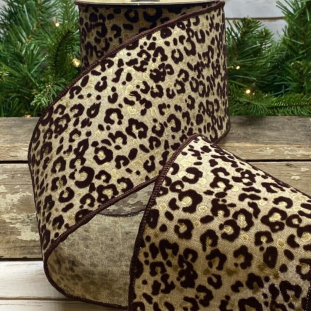 4 Leopard Wired Ribbon, D. Stevens Ribbon, Leopard Ribbon, Ribbon for ...