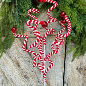 26 Peppermint Curly Spray, Red White Curly Spray, Christmas Curly Spray ...