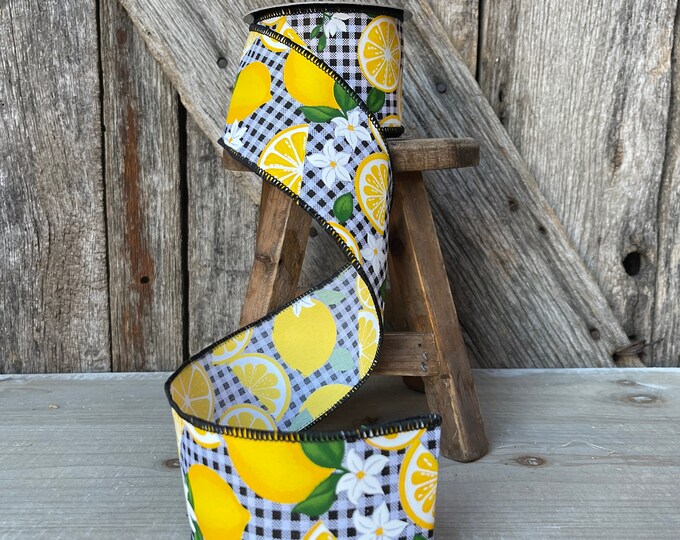 2.5" Lemon Ribbon, 10 Yards, Lemon Ribbon, Yellow and Blue Ribbon ...