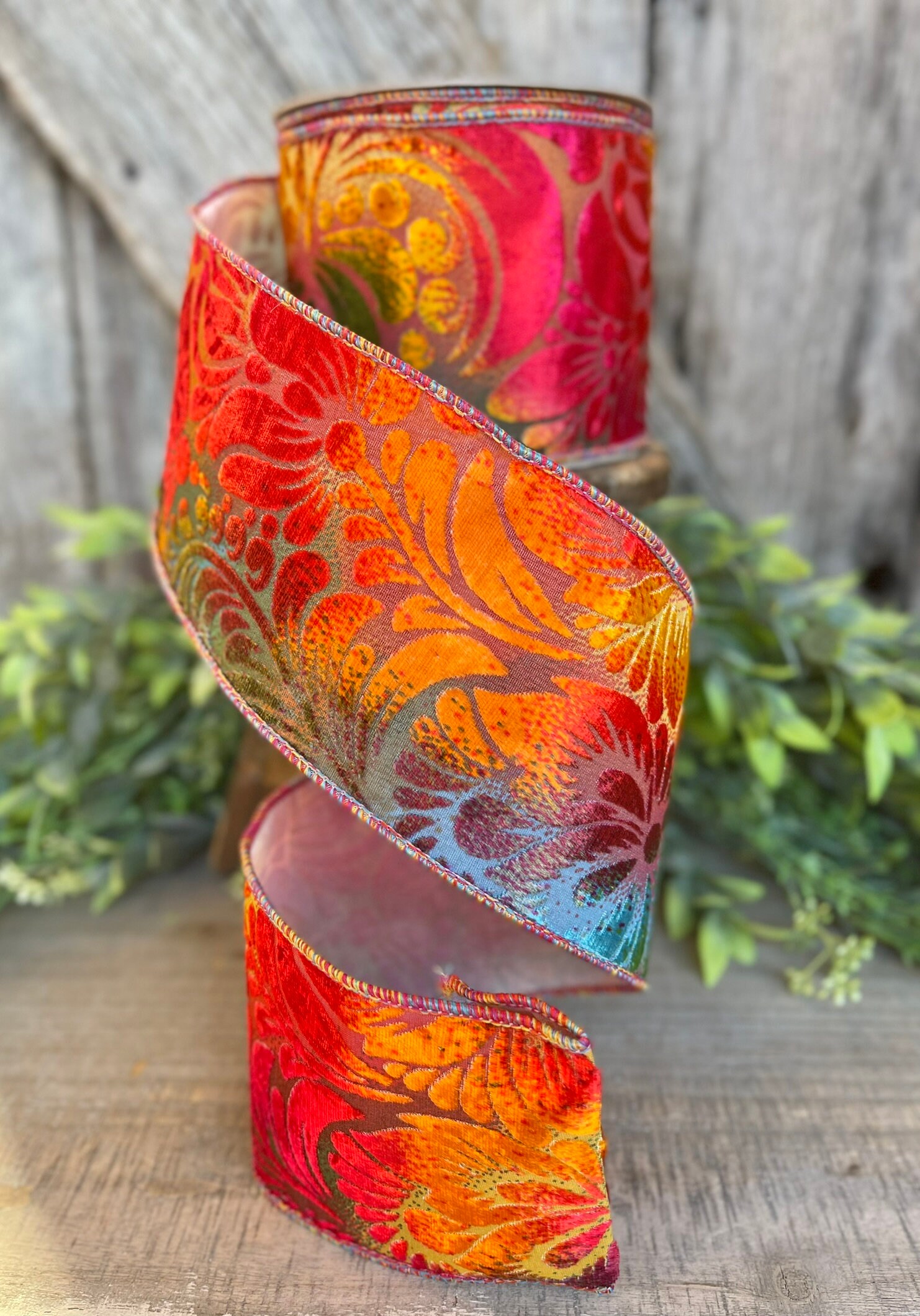 4 Rainbow Velvet Floral Ribbon, Farrisilk Ribbon, Fall Floral, Fall ...