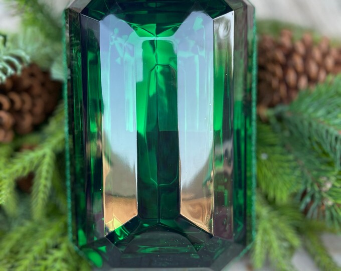 8" Emerald Green Rectangle Jewel, Christmas Jewel Ornament, Green Gem ...