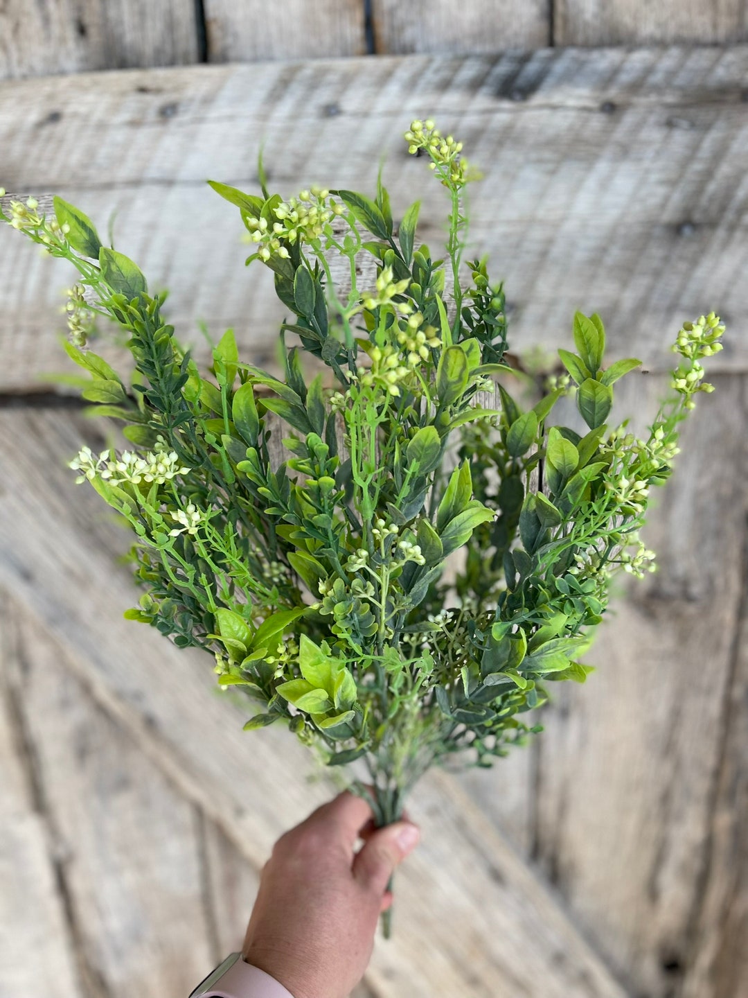 21" Mixed Greenery Bush, Greenery Bush Mixed Leaves/spike/grasses Light ...