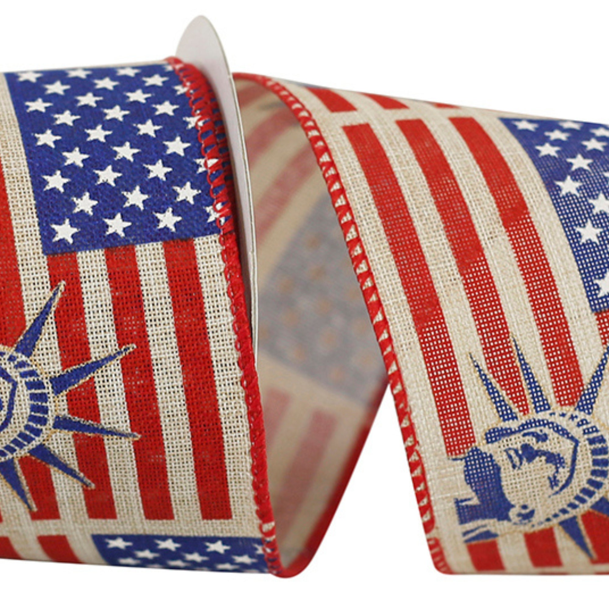 2.5 Lady Liberty Wired Ribbon, Patriotic Ribbon, 4th of July Ribbon ...