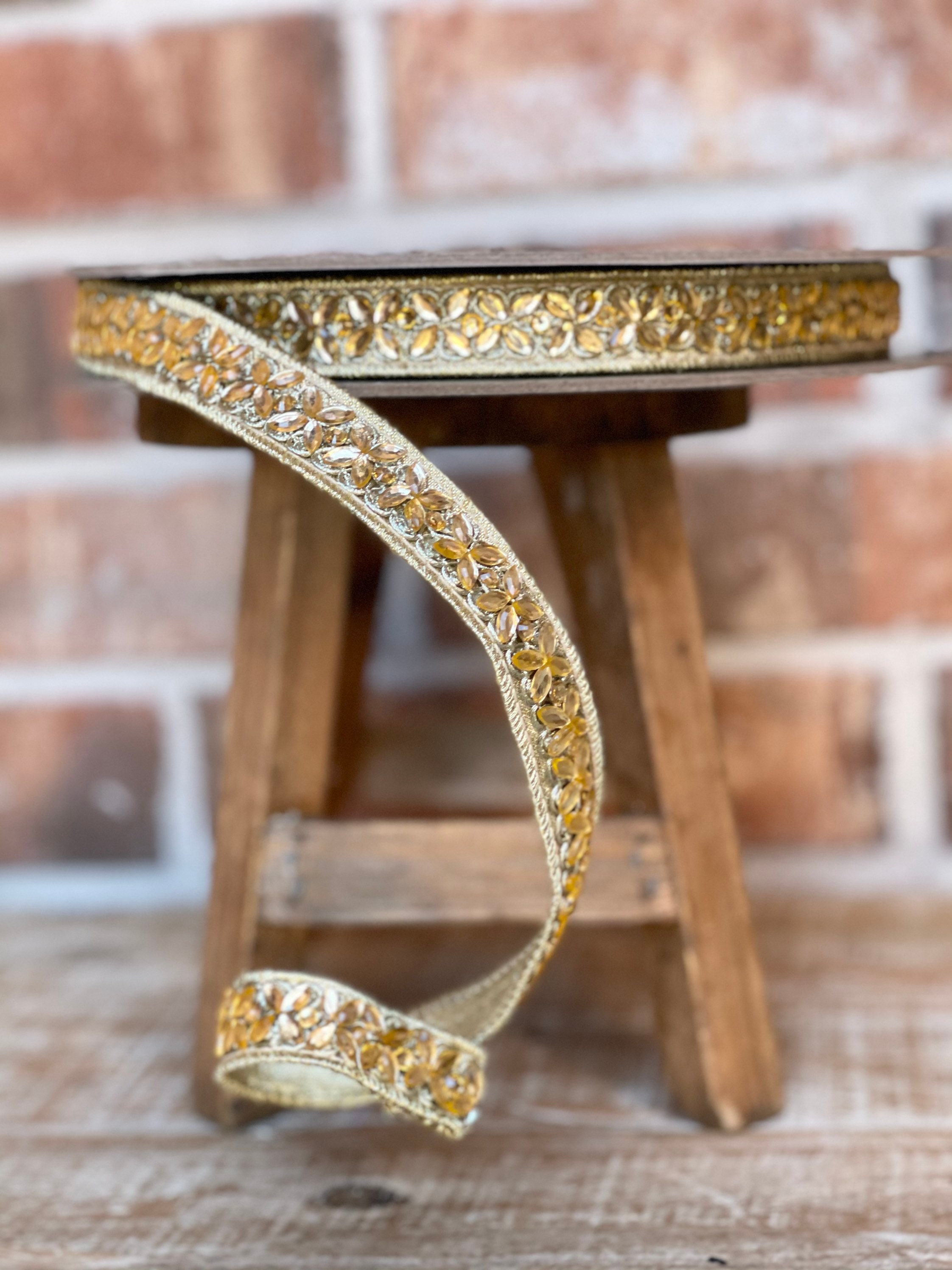 D Stevens ribbon, jeweled ribbon, white ribbon, 4 inch ribbon, luxury ...