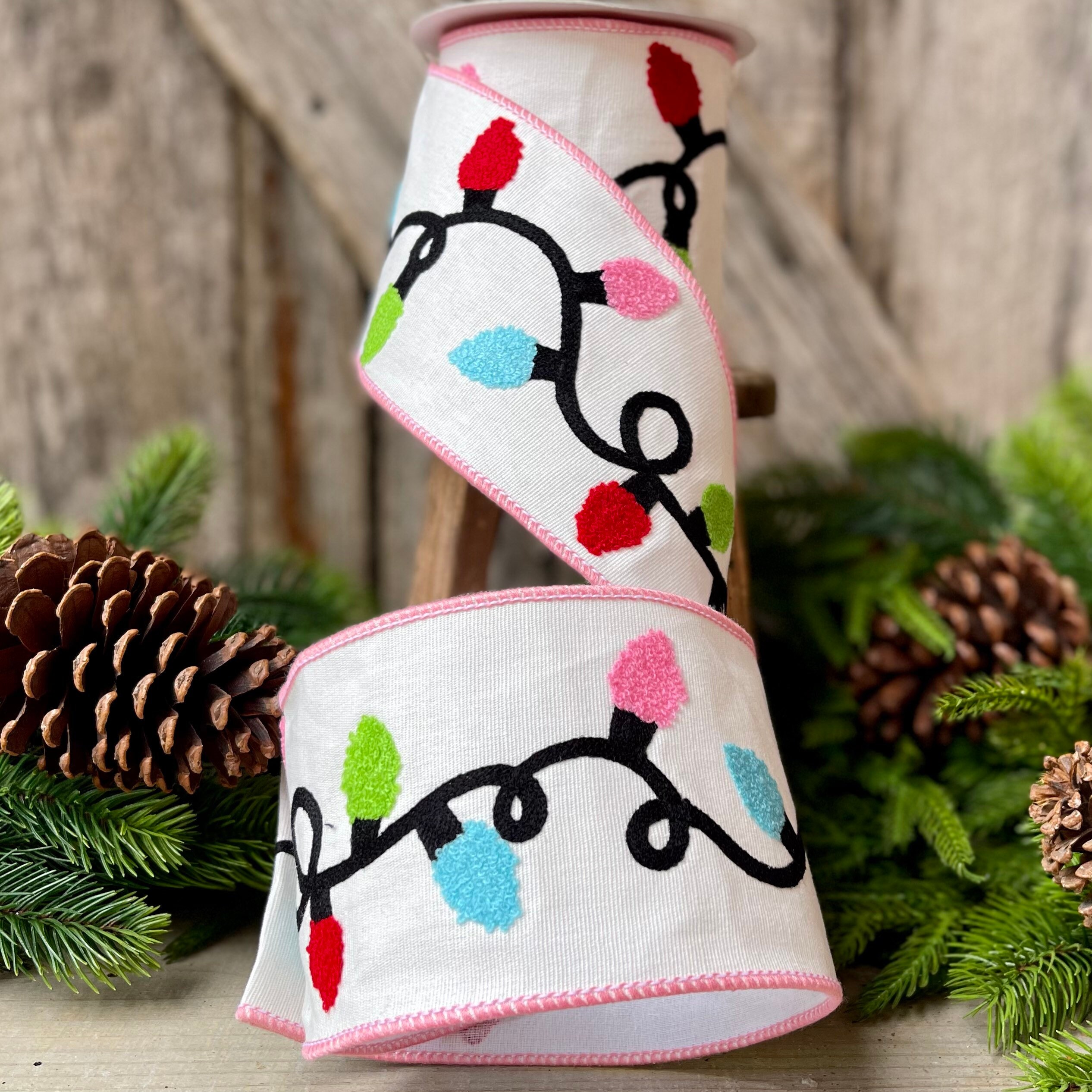4 Christmas Ribbon, Christmas Lights Ribbon, Christmas wired ribbon ...
