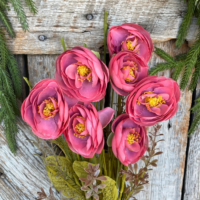 20" Mauve Ranunculus Bush, Fall Floral Bush, Fall Ranunculus Bush ...
