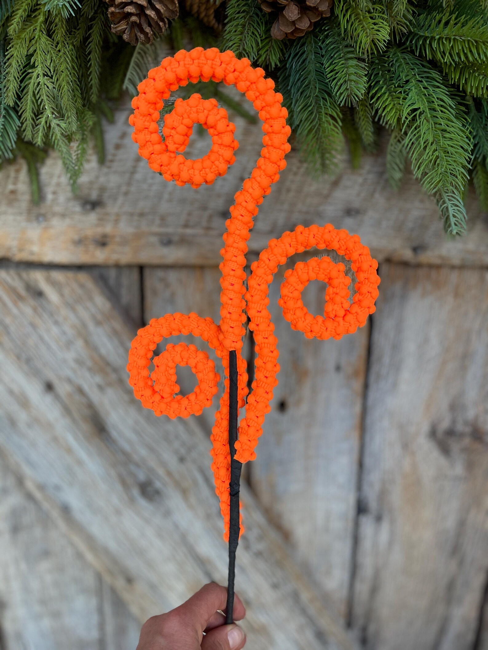 28" Orange Puff Curly Spray, Orange Halloween Spray, Wreath Supply ...