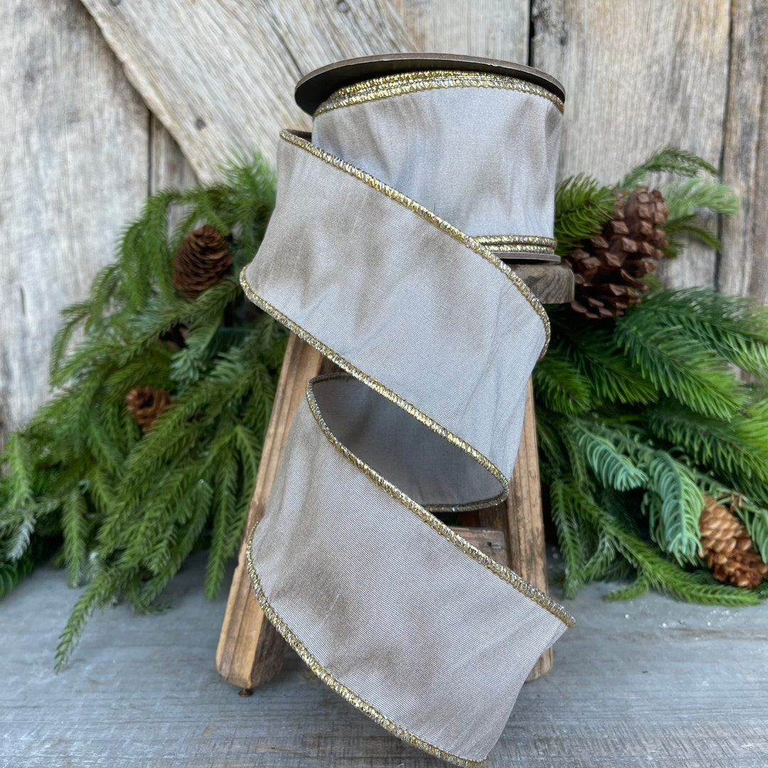 2.5" Platinum Ribbon, Christmas Tree Ribbon, Wreath Ribbon, Wired ...