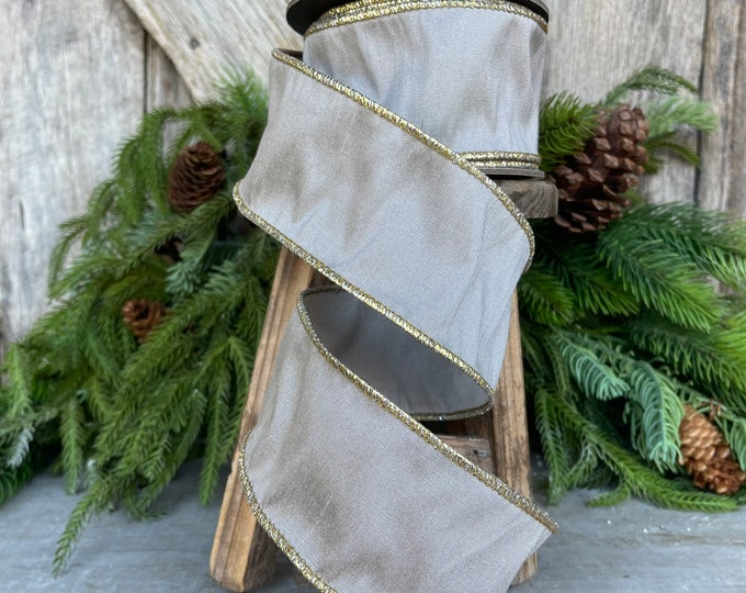 2.5" Platinum Ribbon, Christmas Tree Ribbon, Wreath Ribbon, Wired ...