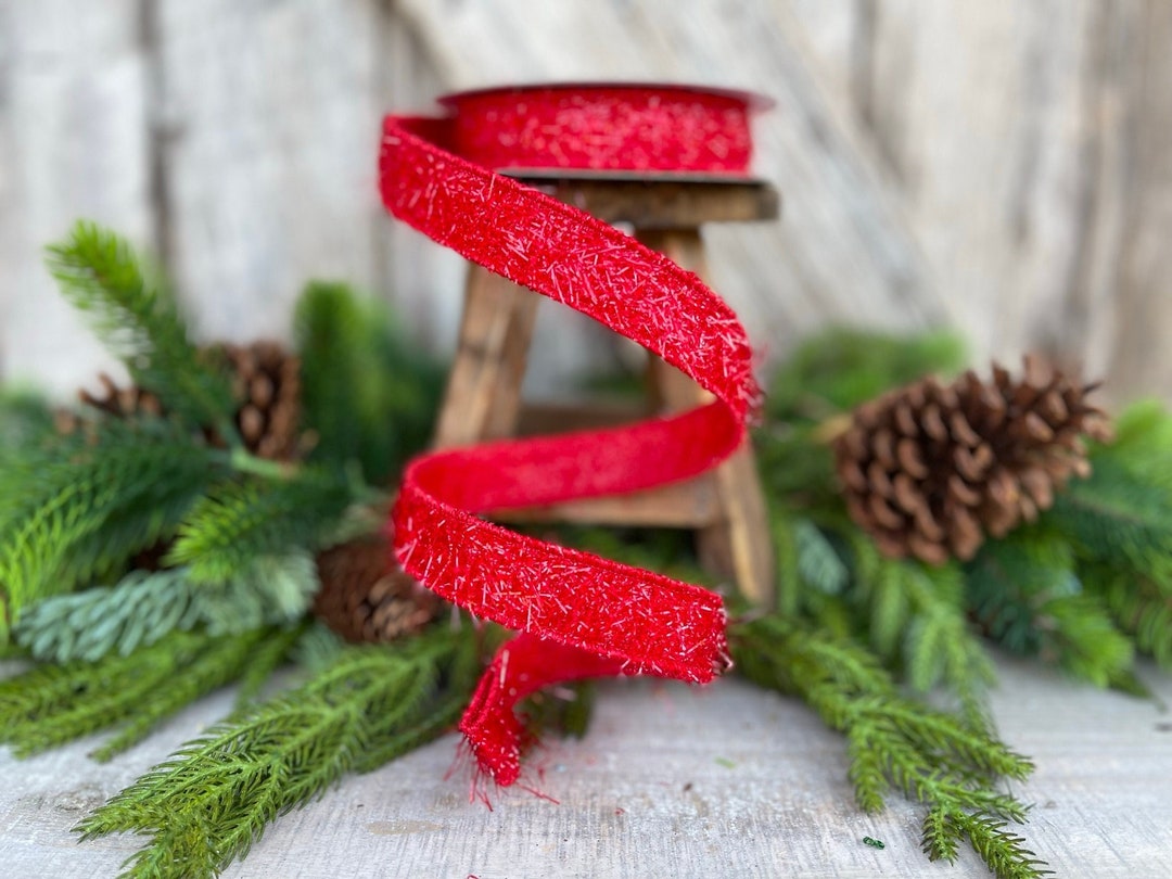 1 Red Fuzzy Ribbon, Farrisilk Ribbon, Wired Ribbon, Fuzzy Ribbon ...