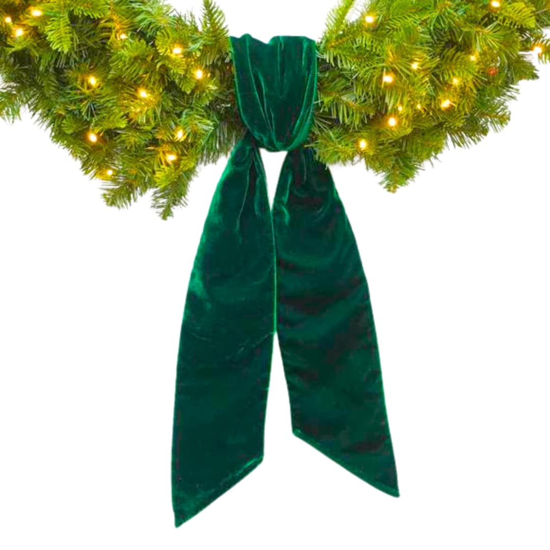 Wreath Sash, Emerald Green Velvet Wreath Sash, Christmas Wreath Sash ...