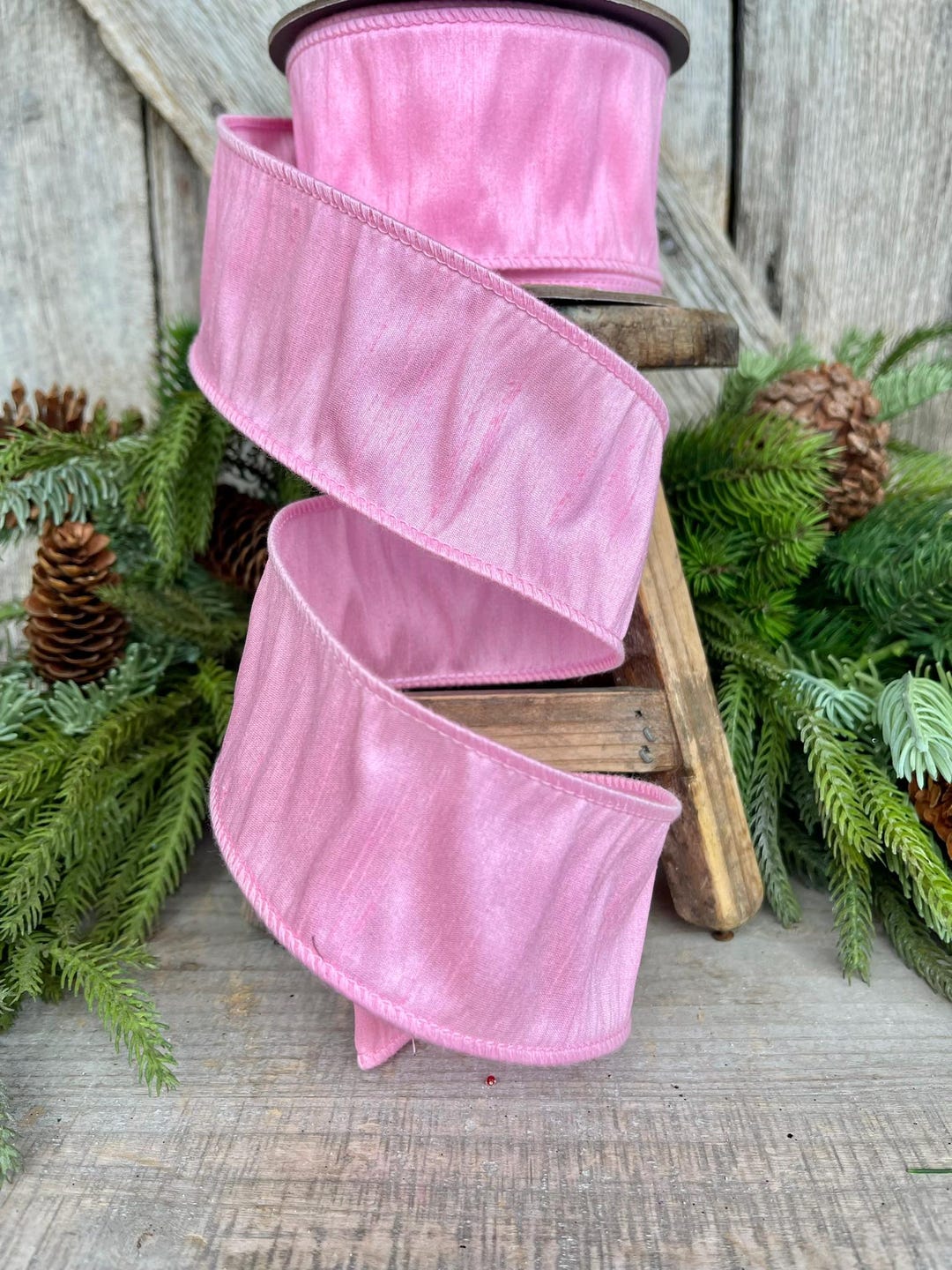 2.5 Bubblegum Pink Ribbon, Pink Wired Ribbon, Spring Ribbon, Pink ...