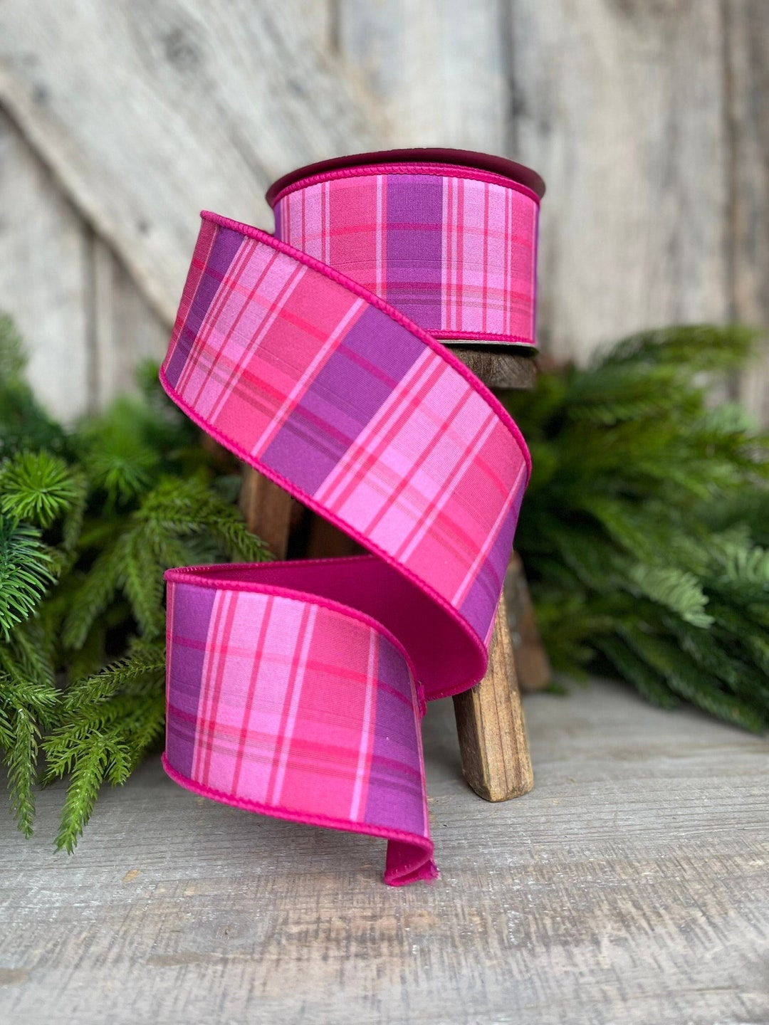 2.5 Pink Purple Plaid, Farrisilk Ribbon, Sweetheart Plaid, Pink Plaid ...