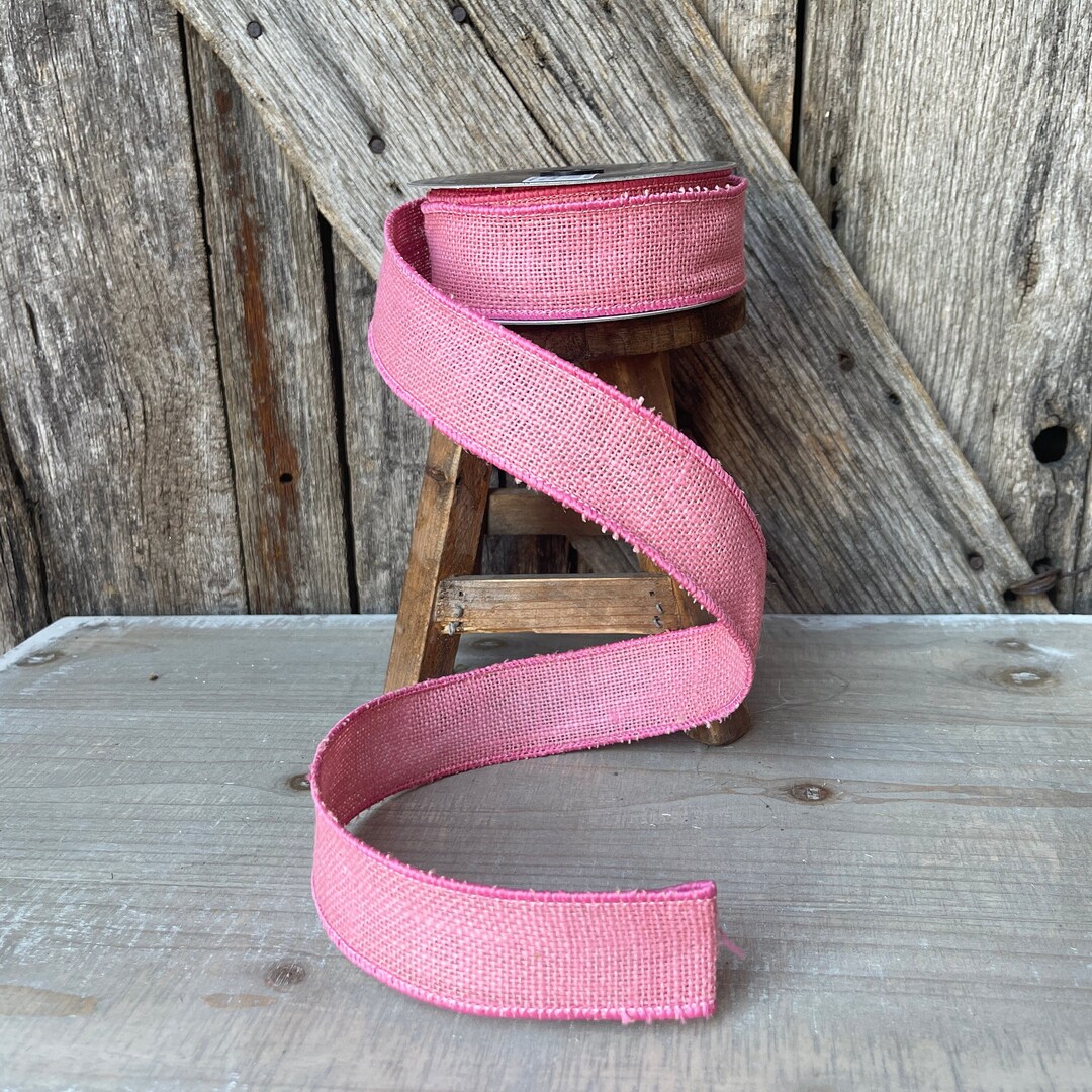 1.5 Inch Ribbon Pink Burlap Ribbon , Luxury Ribbon, Pink Burlap Ribbon ...