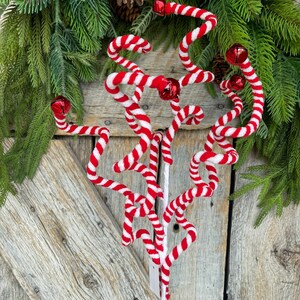 26 Peppermint Curly Spray, Red White Curly Spray, Christmas Curly Spray ...